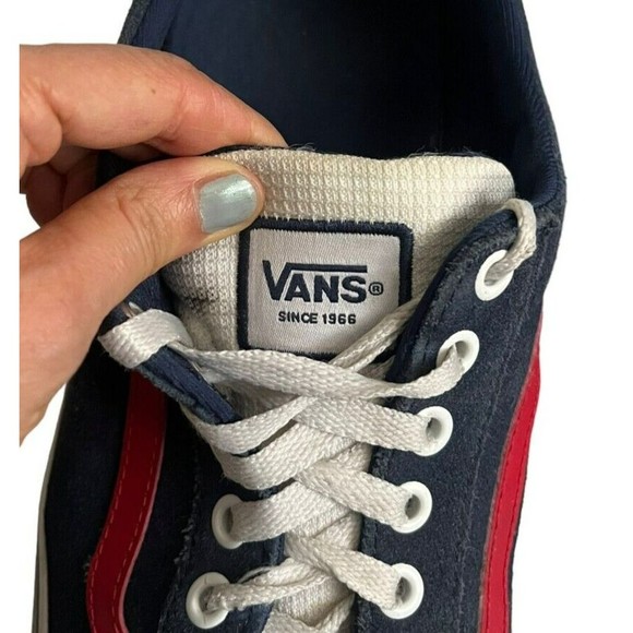 Vans | Shoes | Vans Ward Deluxe 72356 Blue Suede Red Casual Shoes Skater Sneakers Mens Size 11 ...